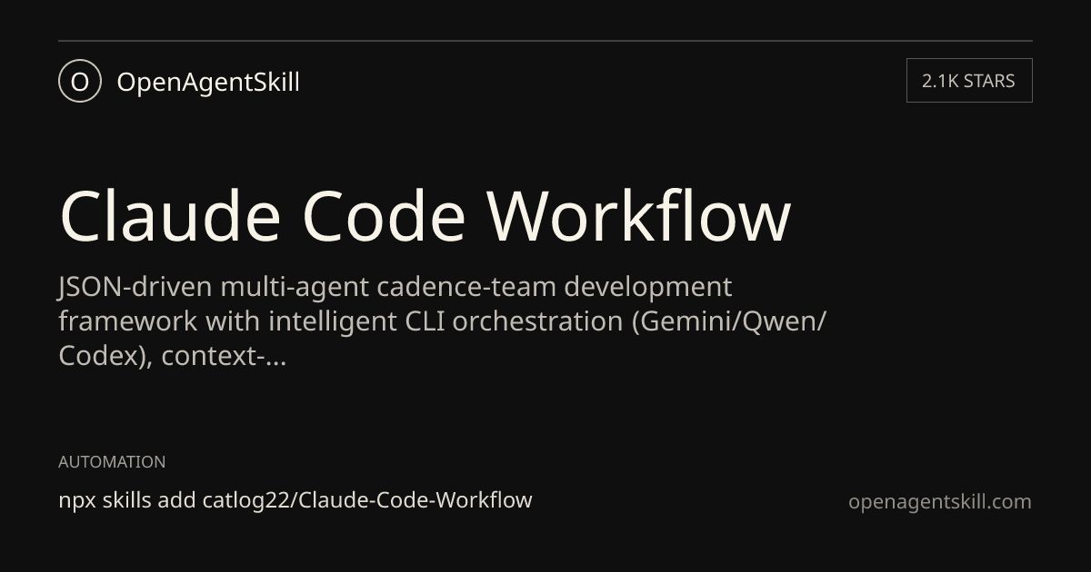 Claude Code Workflow - AI Agent Skill | Open Agent Skill