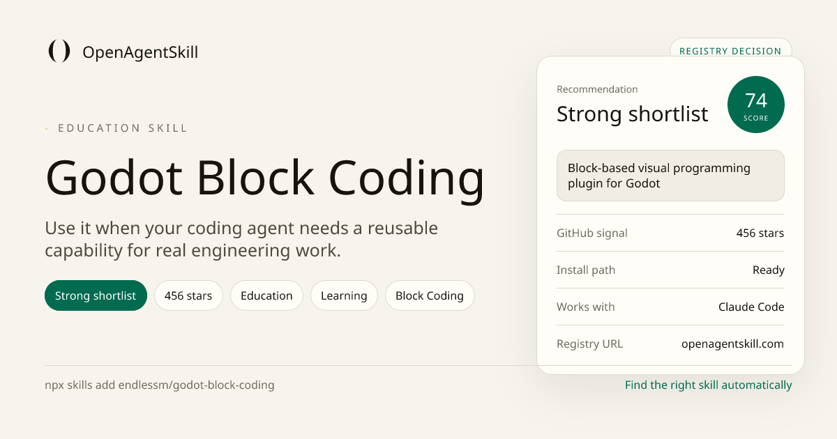 Godot Block Coding - AI Agent Skill | Open Agent Skill