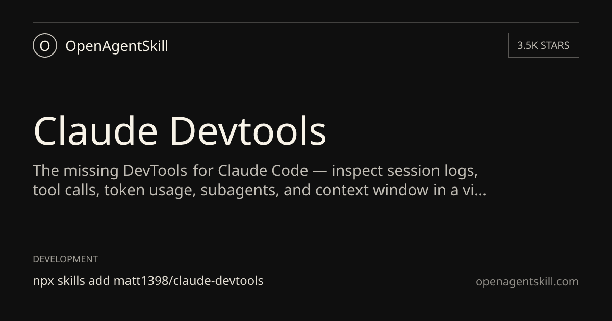 Claude Devtools - AI Agent Skill | Open Agent Skill
