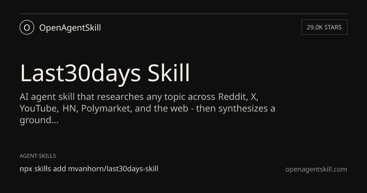 Last30days Skill - AI Agent Skill | Open Agent Skill