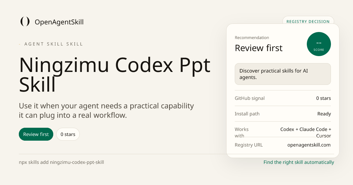 Codex Ppt Skill - AI Agent Skill | Open Agent Skill