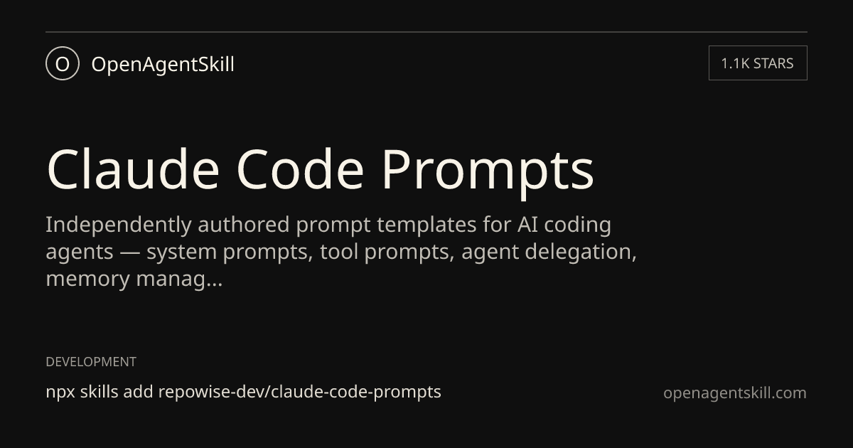 Claude Code Prompts - AI Agent Skill | Open Agent Skill