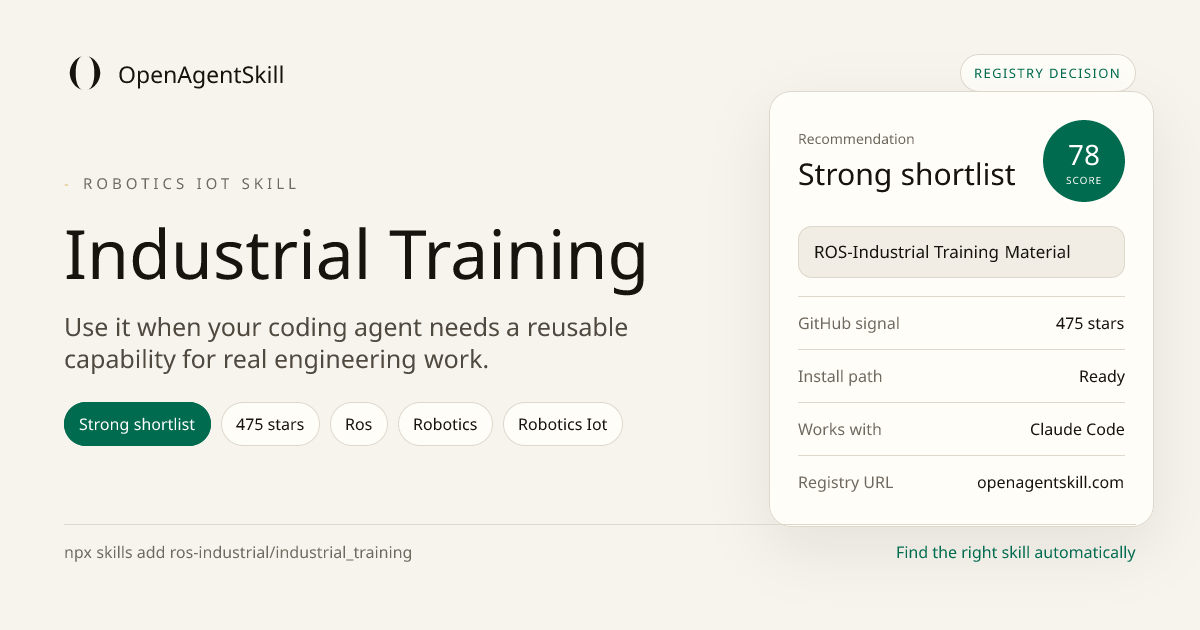 Industrial Training - AI Agent Skill | Open Agent Skill