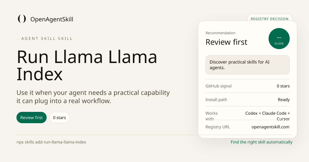 Llama Index - AI Agent Skill | Open Agent Skill