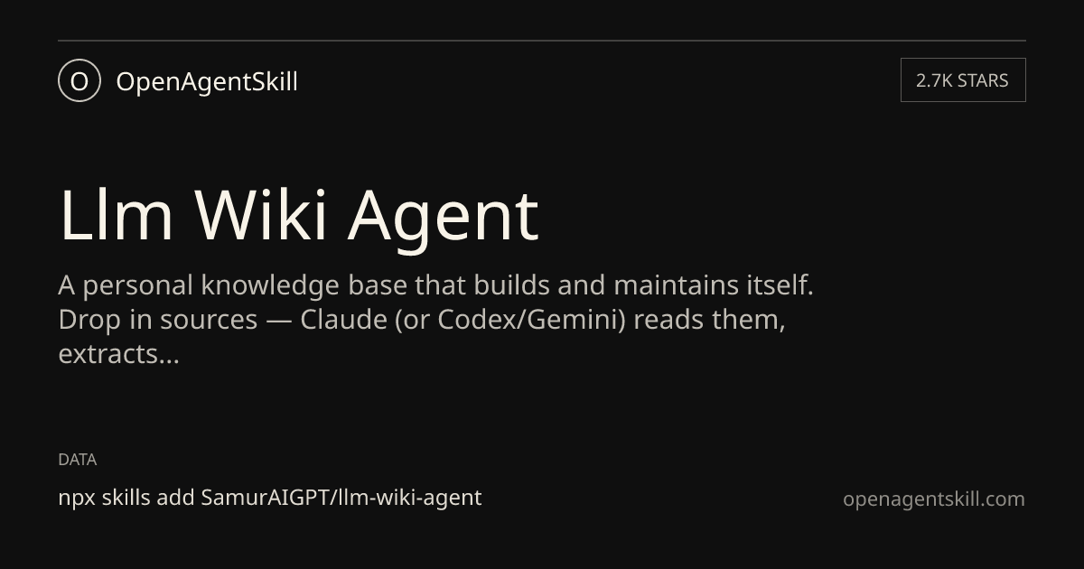 Llm Wiki Agent - AI Agent Skill | Open Agent Skill