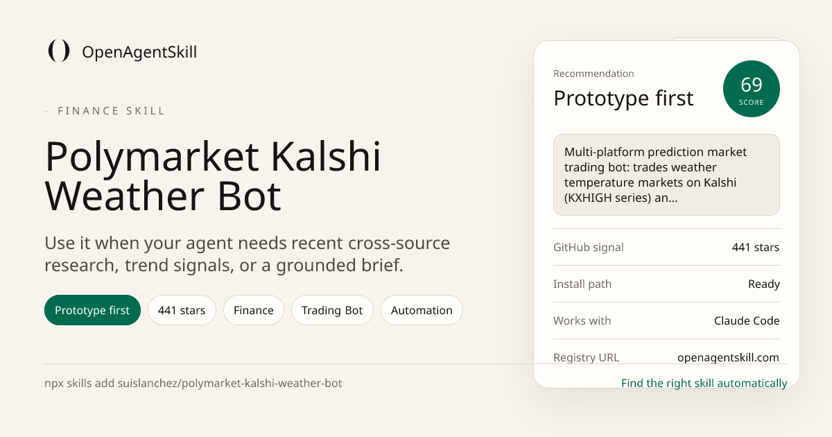 Polymarket Kalshi Weather Bot - AI Agent Skill | Open Agent Skill